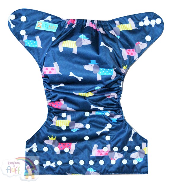 NEW! Alva Baby Onesize Nappy: Sausage Dogs