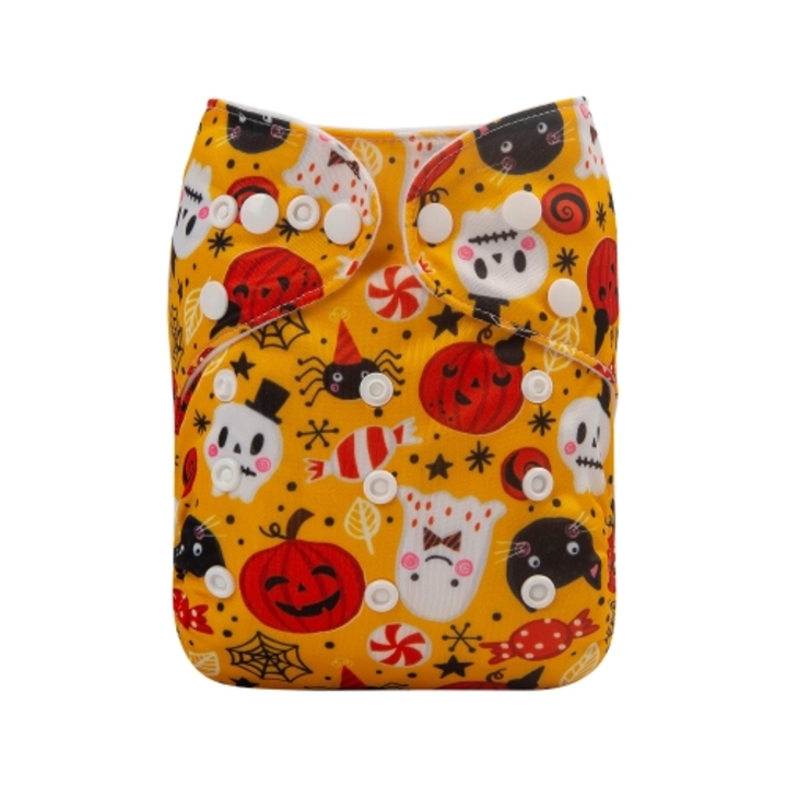 Alva Baby Onesize Nappy: Halloween Characters Orange